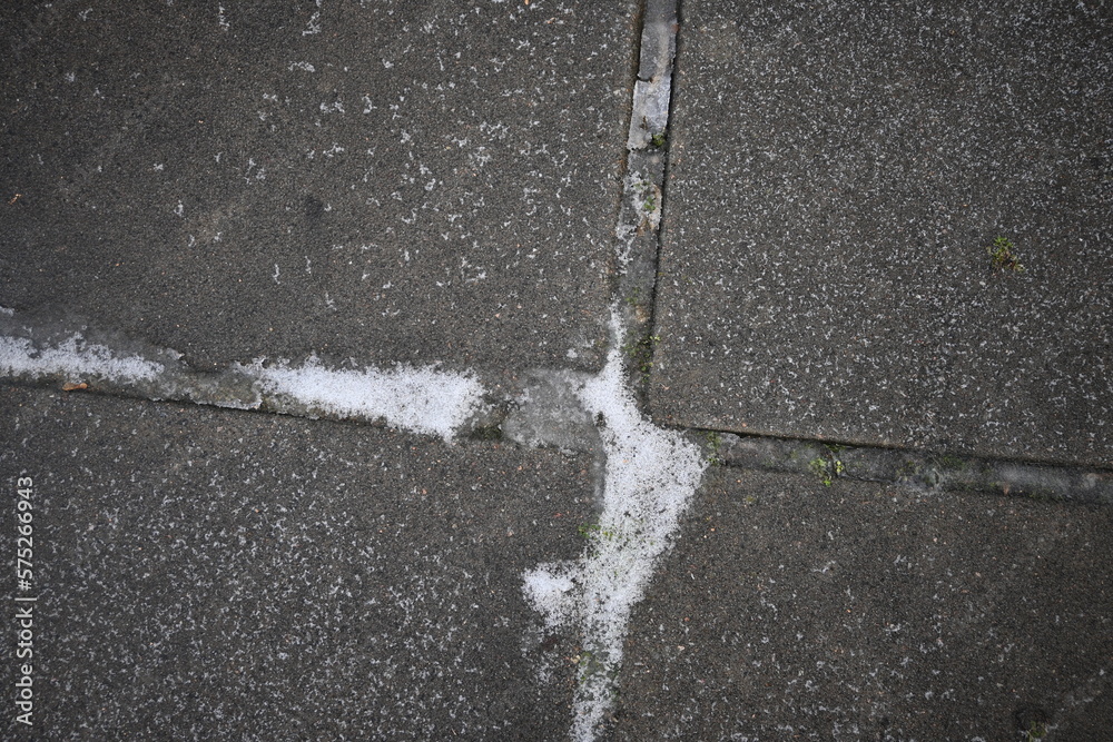 asphalt soviet square concrete tile, asphalt tile covered with thin ice ...