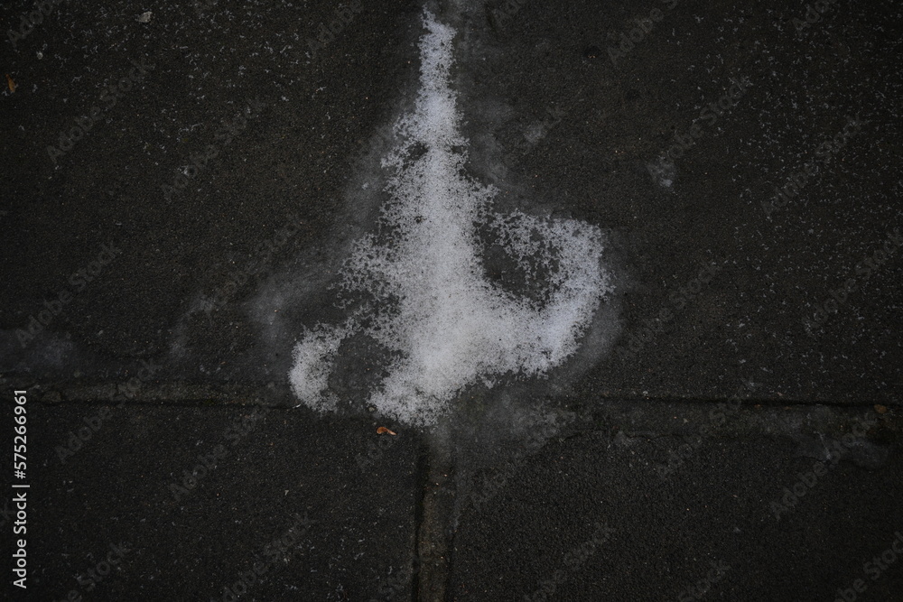 asphalt soviet square concrete tile, asphalt tile covered with thin ice ...