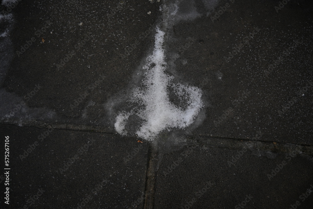 asphalt soviet square concrete tile, asphalt tile covered with thin ice ...