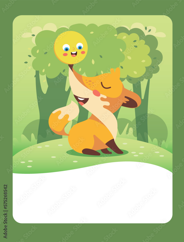 Vector illustration of a sly fox. It can be used as a playing card, for ...