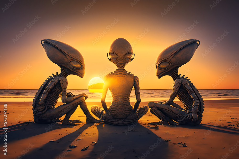 Just a bunch of alien best friends sitting on the beach watching the ...
