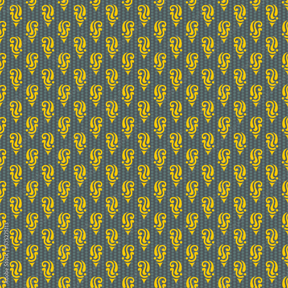 Seamless vector pattern of the yellow abstract motif in dot background ...