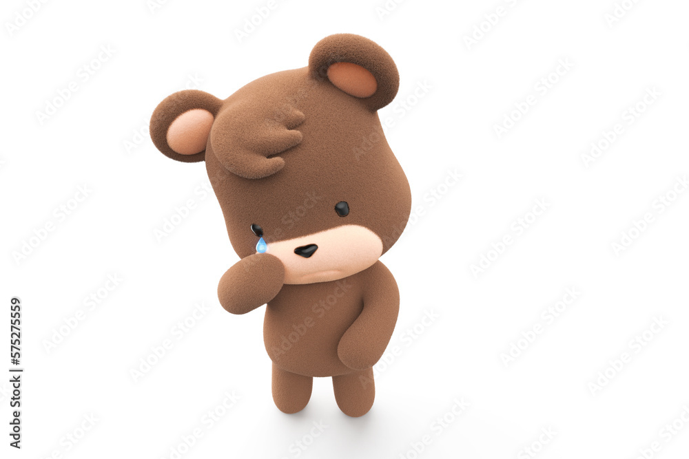 Sad and crying teddy bear. Teddy bear with tear dripping isolated on ...
