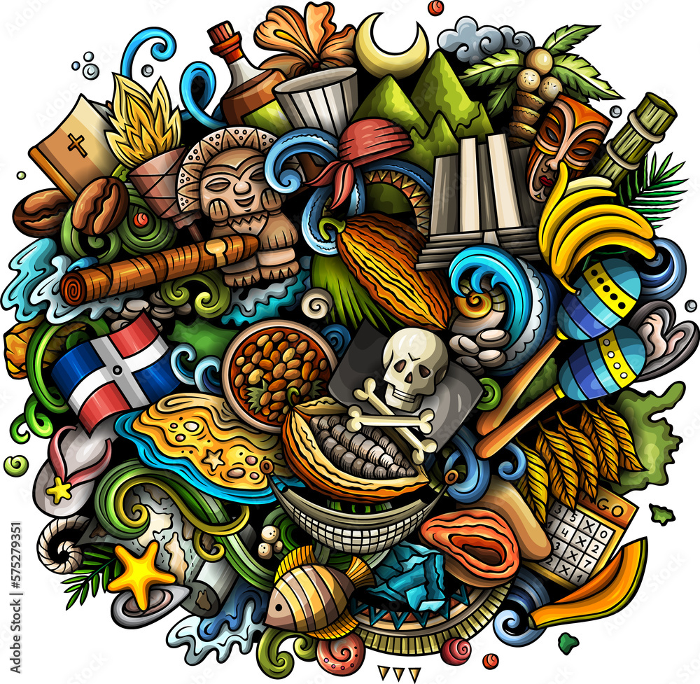 Dominican Republic detailed cartoon illustration Stock Illustration ...