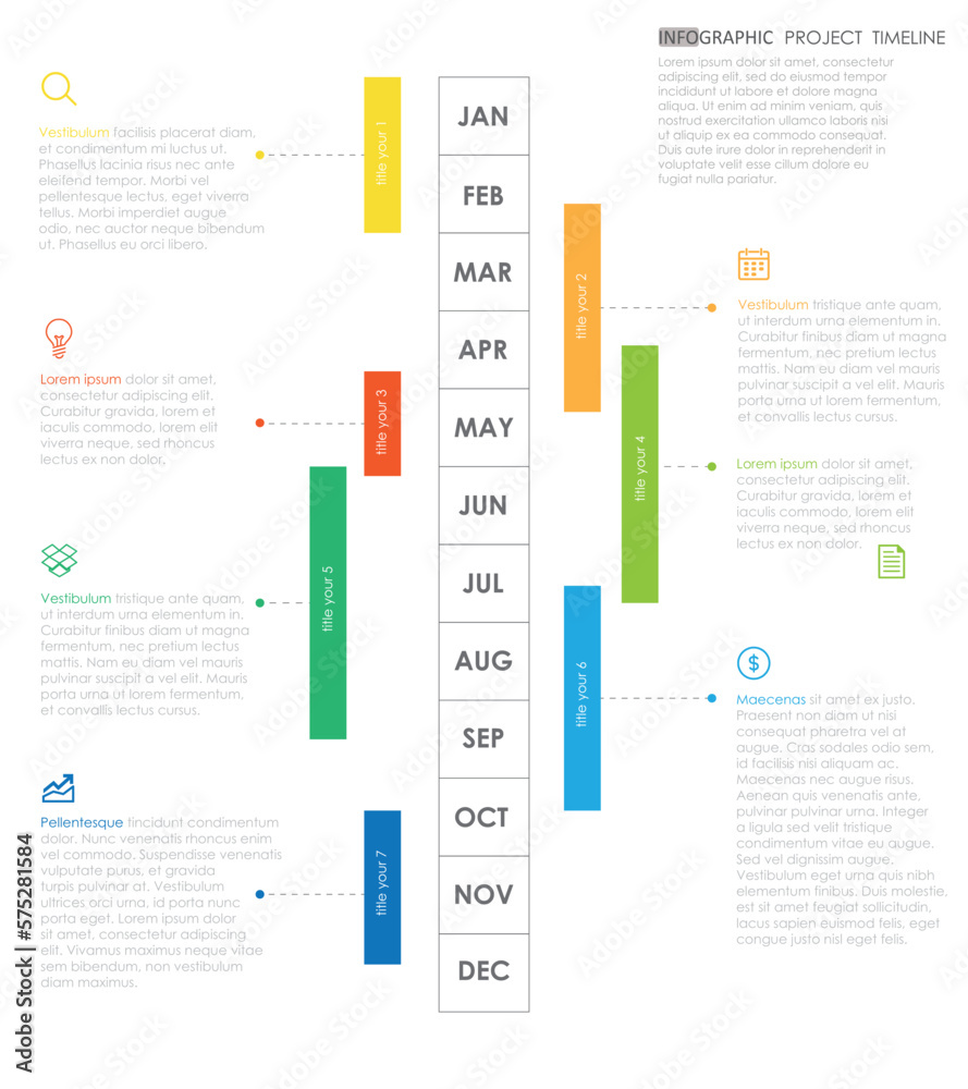 timeline project diagram Infographic template for business. 12 Months ...