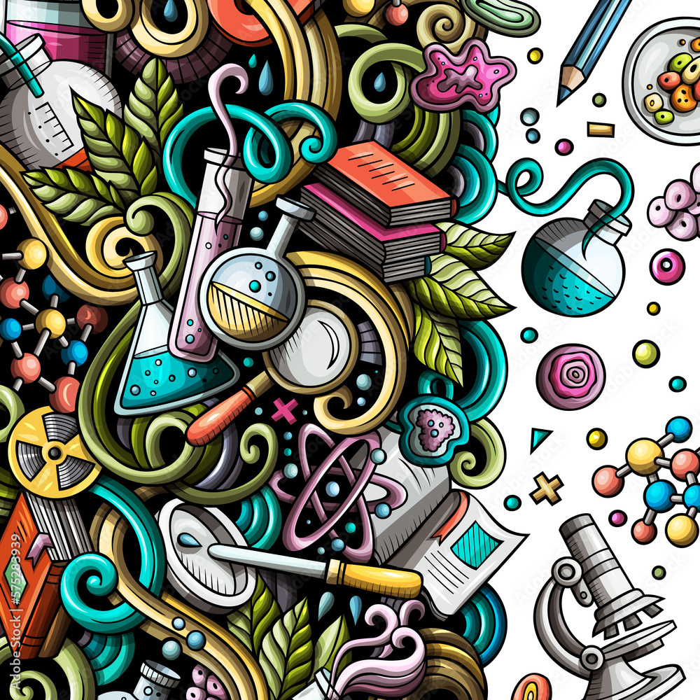 Science detailed cartoon frame illustration Stock Illustration | Adobe ...