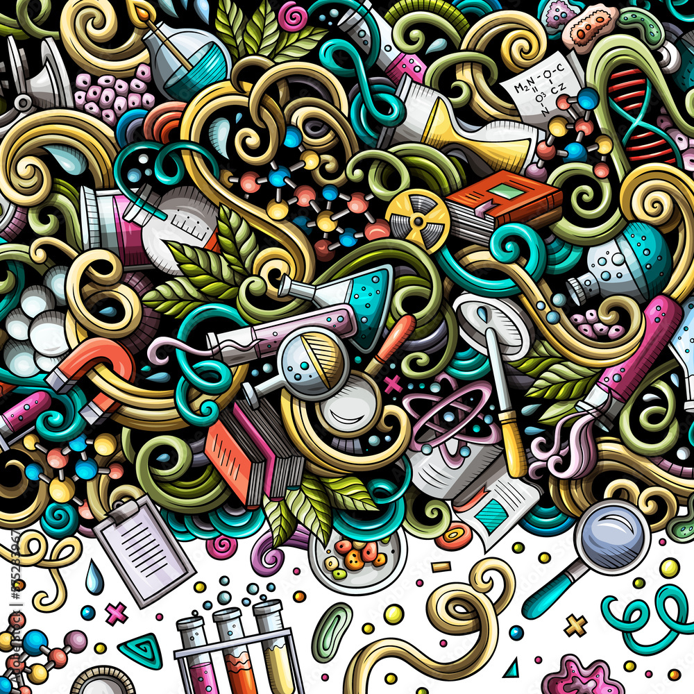 Science detailed cartoon frame illustration Stock Illustration | Adobe ...