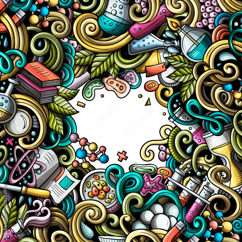 Science detailed cartoon frame illustration Stock Illustration | Adobe ...