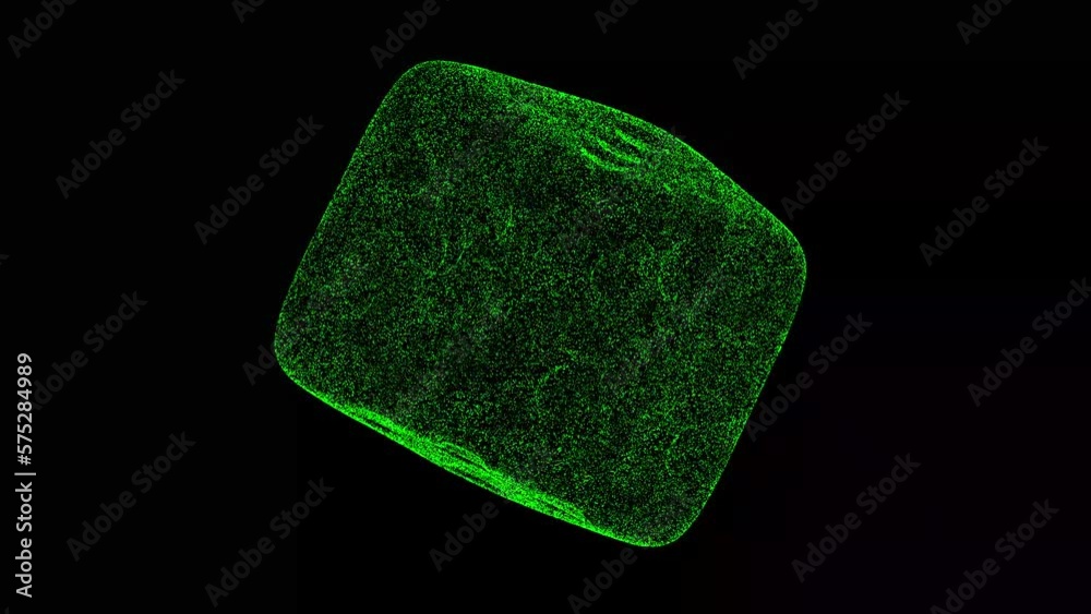 3d Dice Rotates On Black Bg Object Dissolved Green Flickering Particles 60 Fps Business