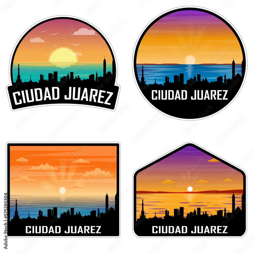 Ciudad Juarez Mexico Skyline Silhouette Retro Vintage Sunset Ciudad ...