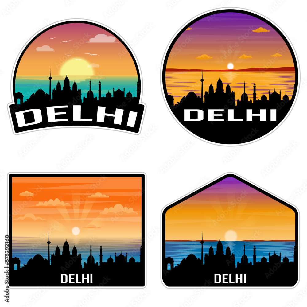 Delhi India Skyline Silhouette Retro Vintage Sunset Delhi Lover Travel ...
