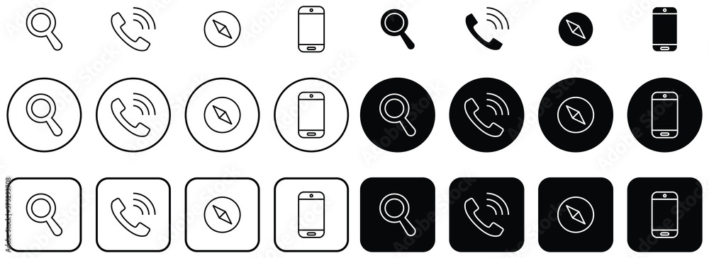 Contact information icons set. The symbol for your website design, logo ...