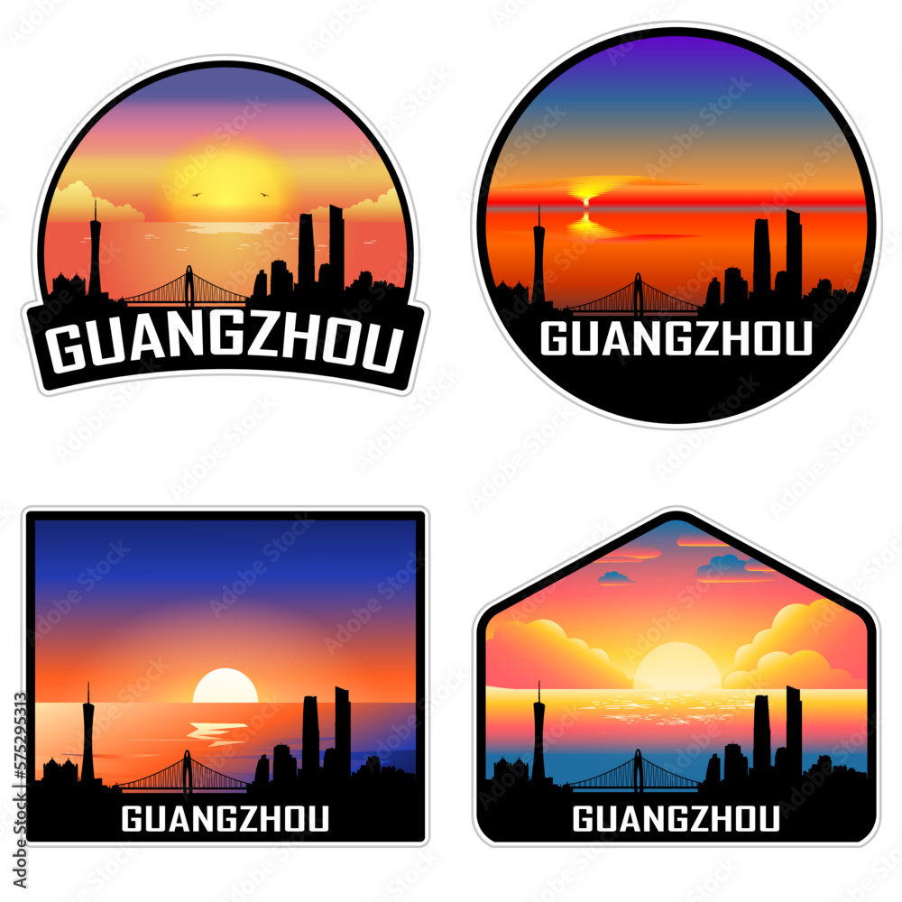 Guangzhou China Skyline Silhouette Retro Vintage Sunset Guangzhou Lover ...