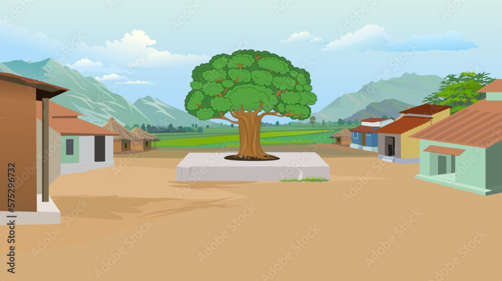 Village farmhouse old Indian rural house. farmer house blue sky green ...