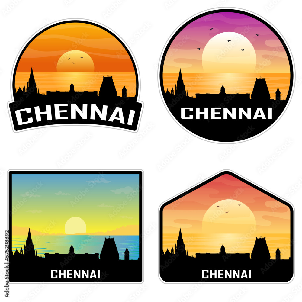 Chennai India Skyline Silhouette Retro Vintage Sunset Chennai Lover ...