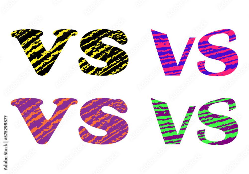 VS icon with color brush stroke texture and distorted typography ...