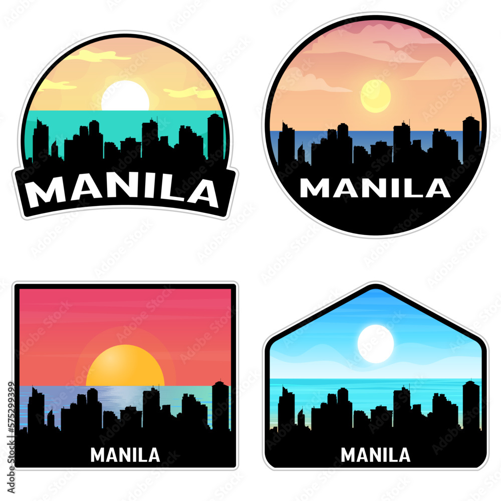 Manila Philippines Skyline Silhouette Retro Vintage Sunset Manila Lover ...