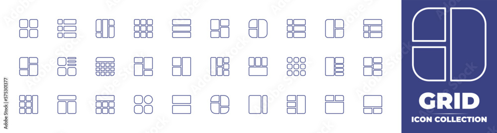 Grid line icon collection. Editable stroke. Vector illustration ...