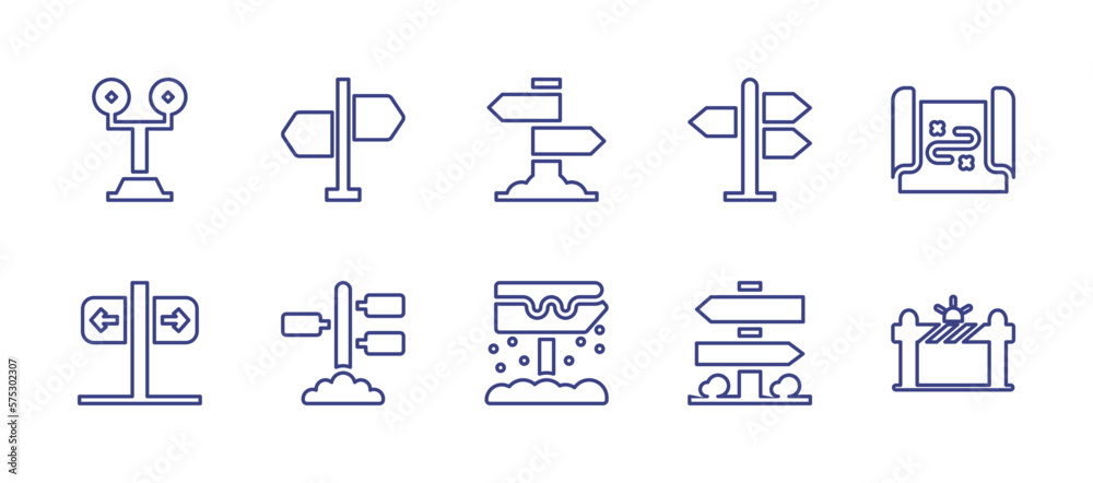 Road line icon set. Editable stroke. Vector illustration. Containing ...