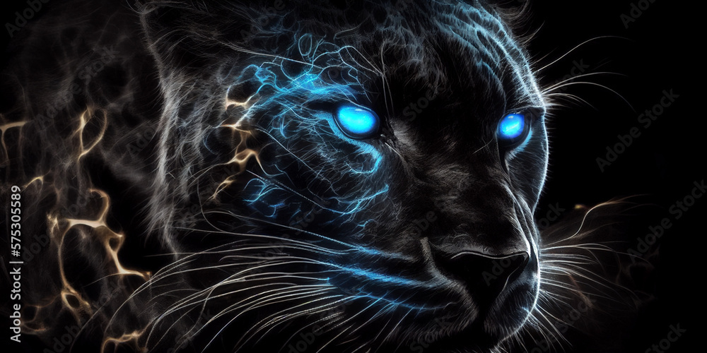 Panther Background with blue eyes, gernerative ai Stock Illustration ...