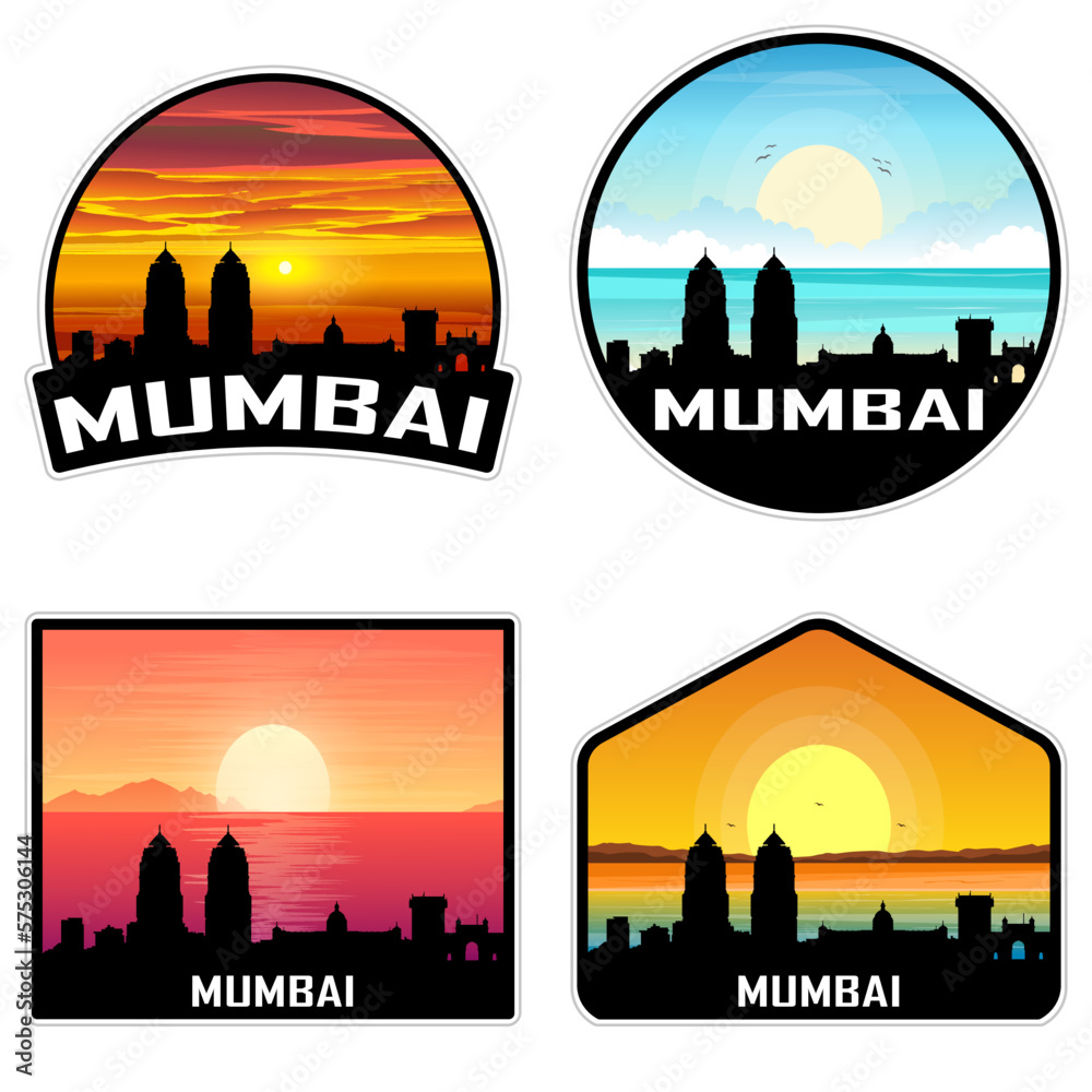 Mumbai India Skyline Silhouette Retro Vintage Sunset Mumbai Lover ...