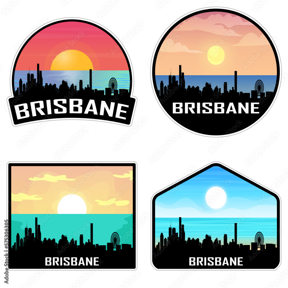 Brisbane Australia Skyline Silhouette Retro Vintage Sunset Brisbane ...