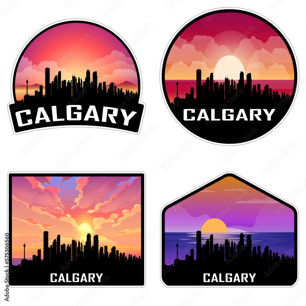 Calgary Canada Skyline Silhouette Retro Vintage Sunset Calgary Lover ...