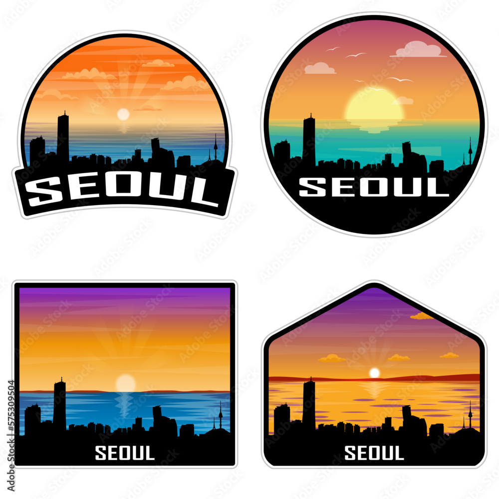 Seoul South Korea Skyline Silhouette Retro Vintage Sunset Seoul Lover ...