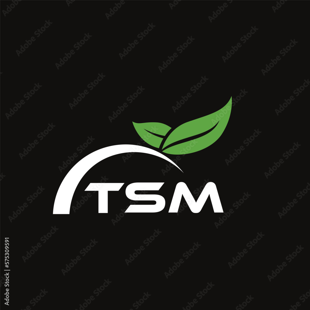 TSM letter nature logo design on black background. TSM creative ...