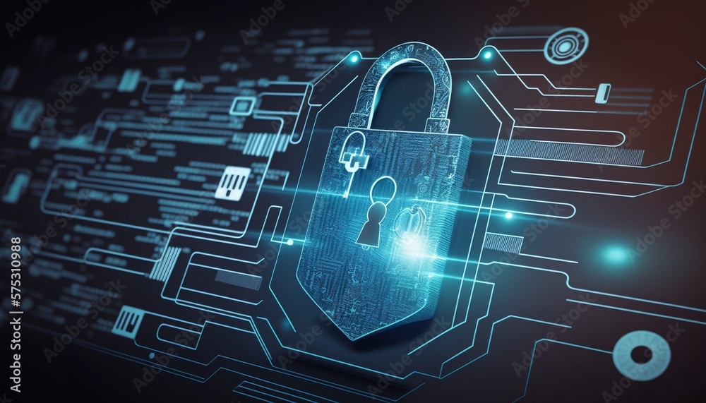 hand pushing a button on a touch screen on Cyber security interface ...