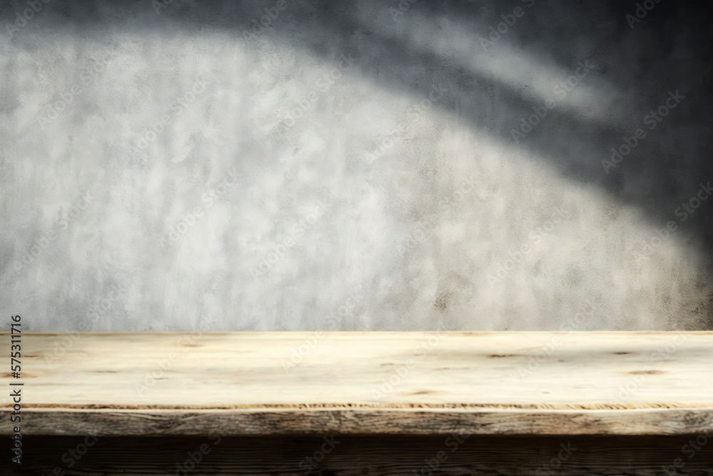 Wood table counter with concrete grunge texture background Stock ...