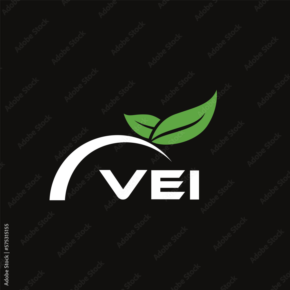 VEI letter nature logo design on black background. VEI creative ...