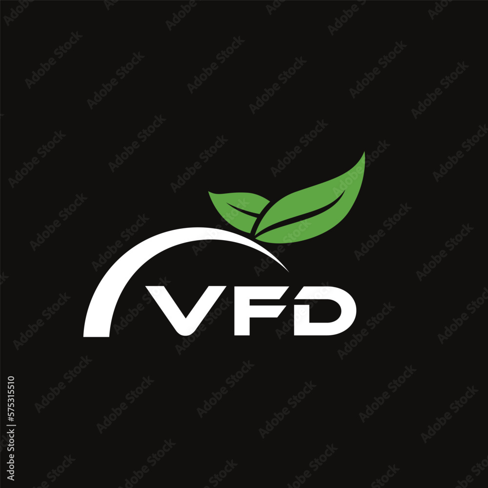 VFD letter nature logo design on black background. VFD creative ...