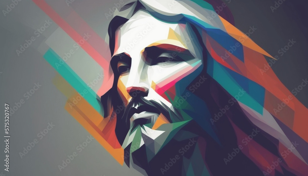 Abstract portrait illustration of Jesus Christ in pastel shades. Corpus ...