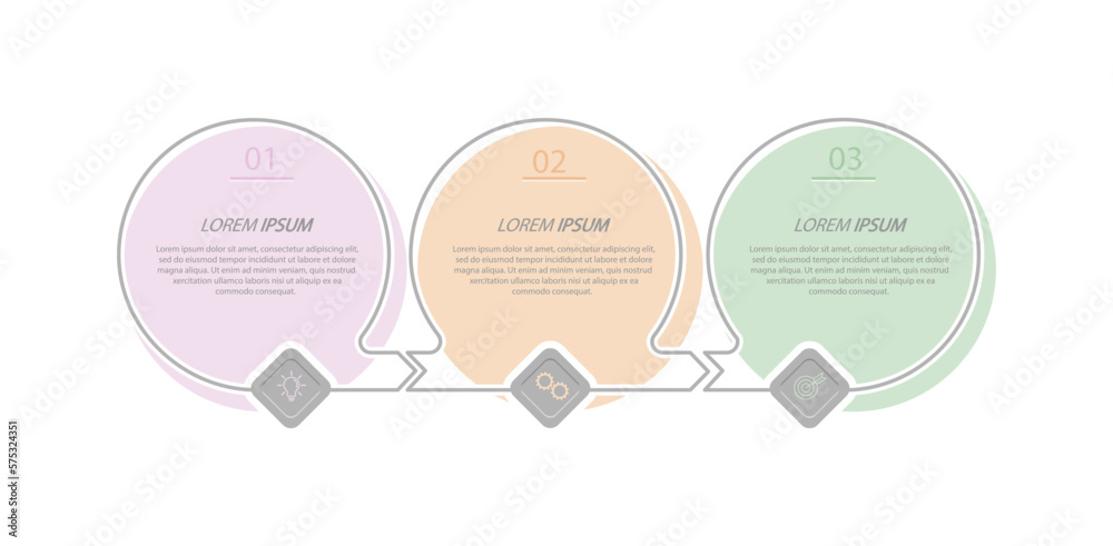 3 stages of development, improvement or training. Infographics with ...
