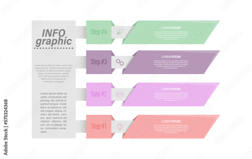 4 stages of development, improvement or training. Infographics with ...