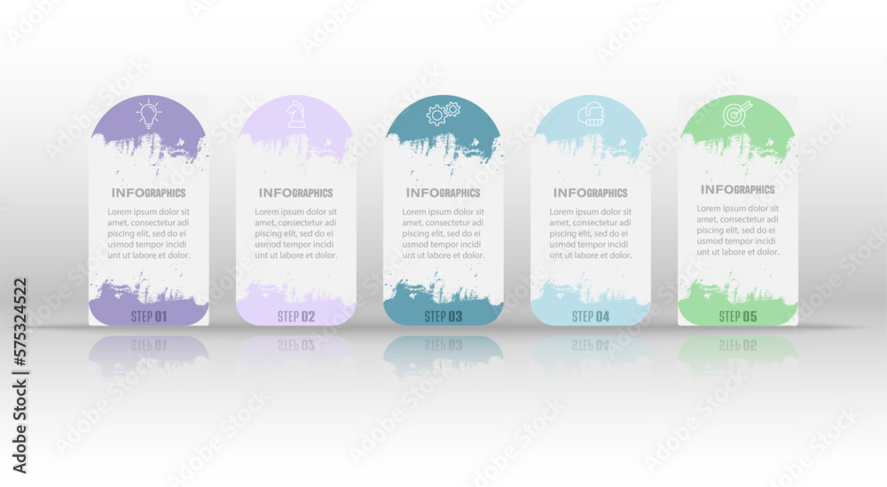 Business infographics. 5 stages of achieving the goal. Stages of the ...