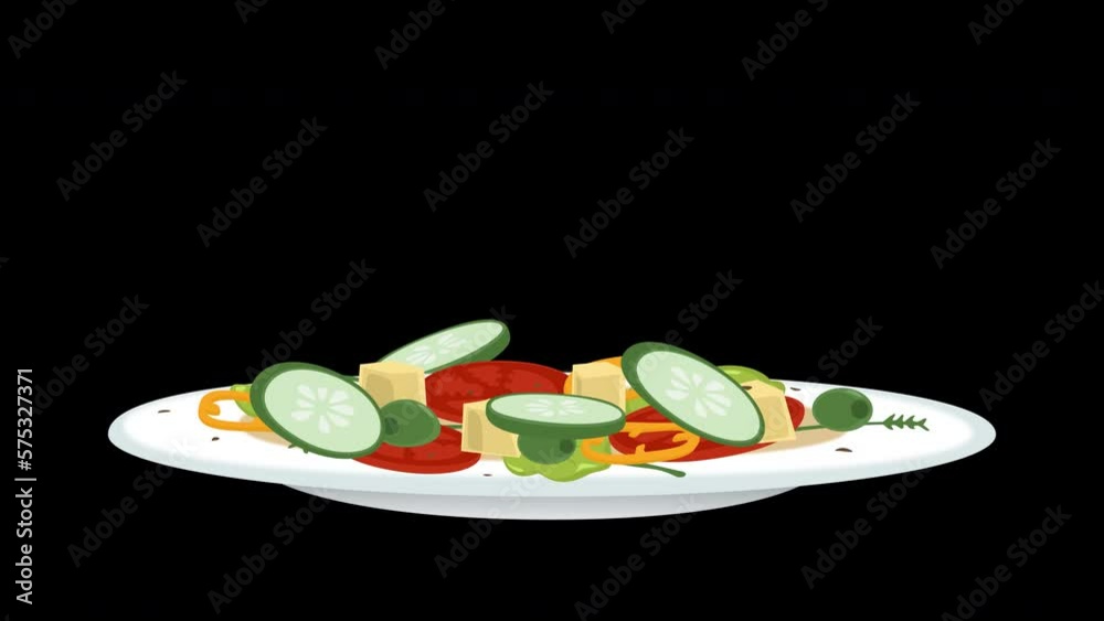 vegetable food plate icon loop Animation video transparent background ...