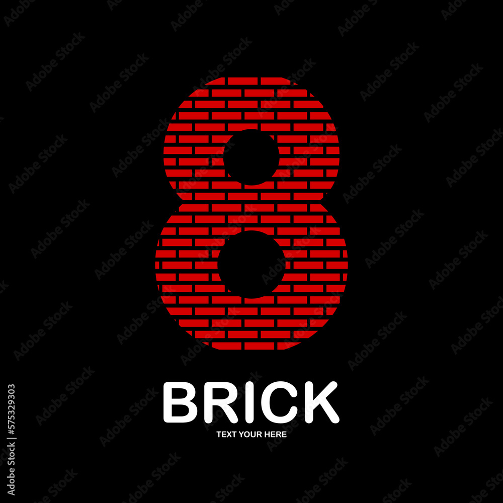 Abstract number 8 with brick vector logo template. Suitable for ...