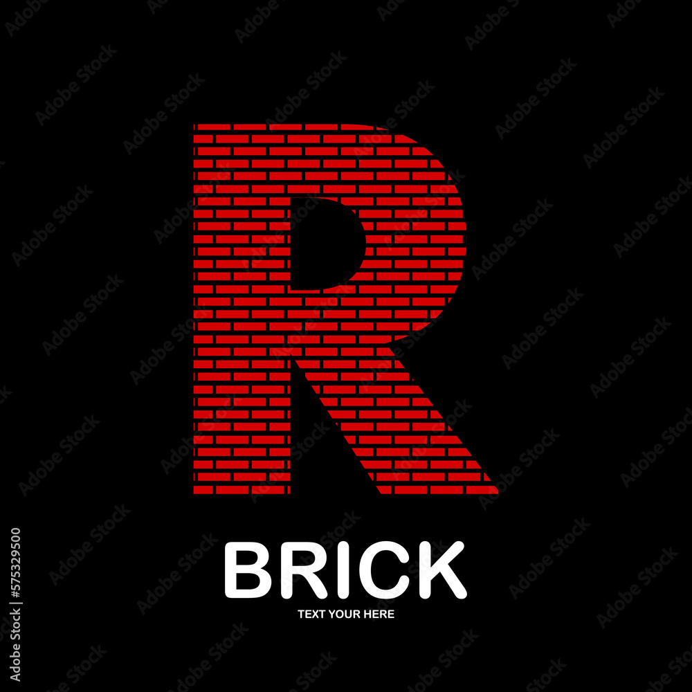 Abstract letter r with brick vector logo template. Suitable for ...