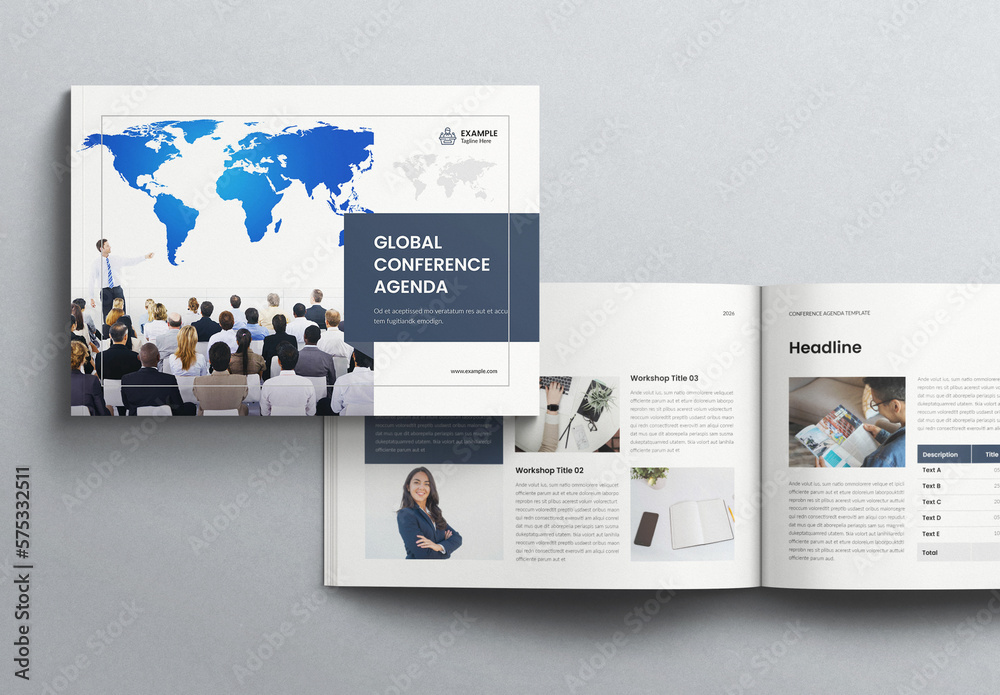 Conference Agenda Template Landscape Stock Template | Adobe Stock