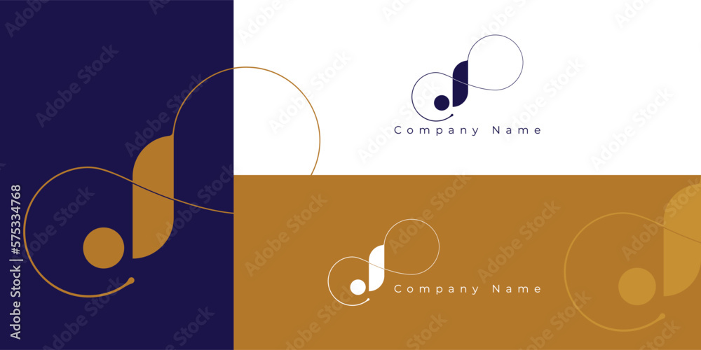 Initial letter J or alphabet J. Simple outline vector logo design with ...