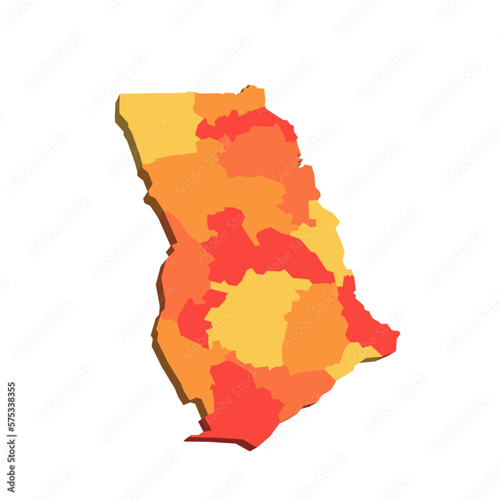 Ghana political map of administrative divisions - regions. Map with ...