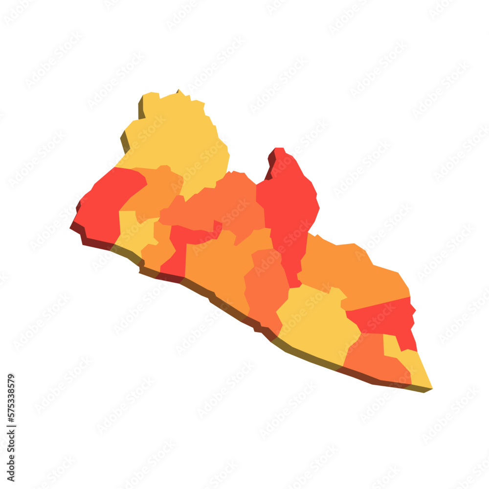 Liberia political map of administrative divisions - counties. Map with ...