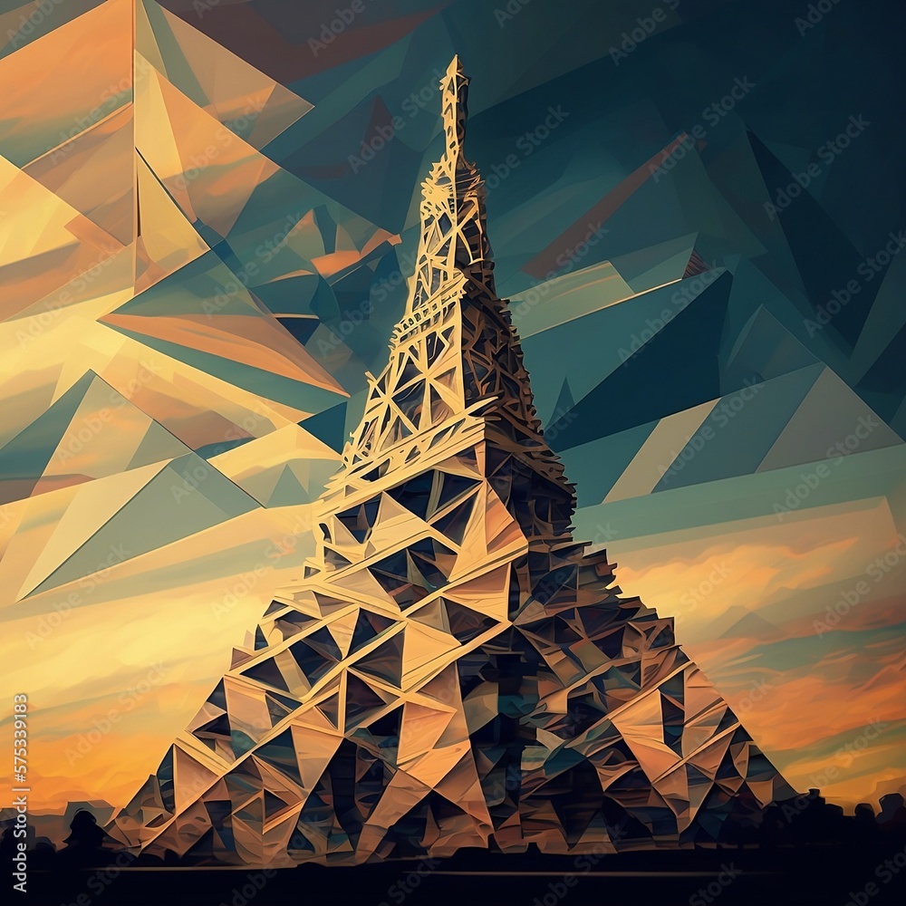 Tower of Babel, Abstract Painting. Cubism Stock Illustration | Adobe Stock