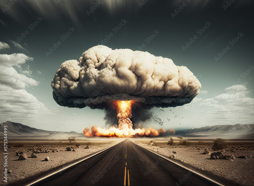 Terrible explosion of a nuclear bomb with a mushroom composition ...