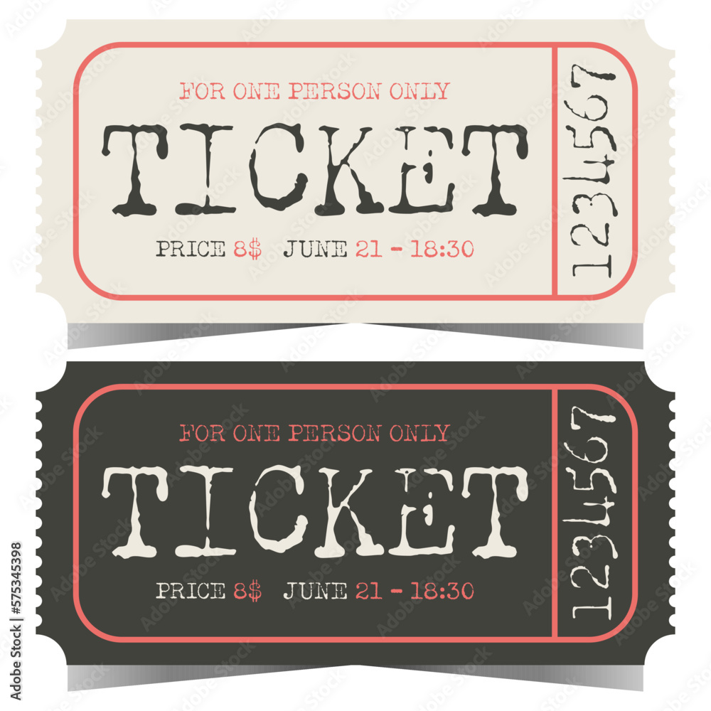 Vettoriale Stock Vintage shabby retro ticket design. Vector craft paper ...