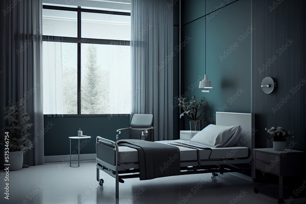 Hospital room with beds and comfortable medical equipped in a modern ...