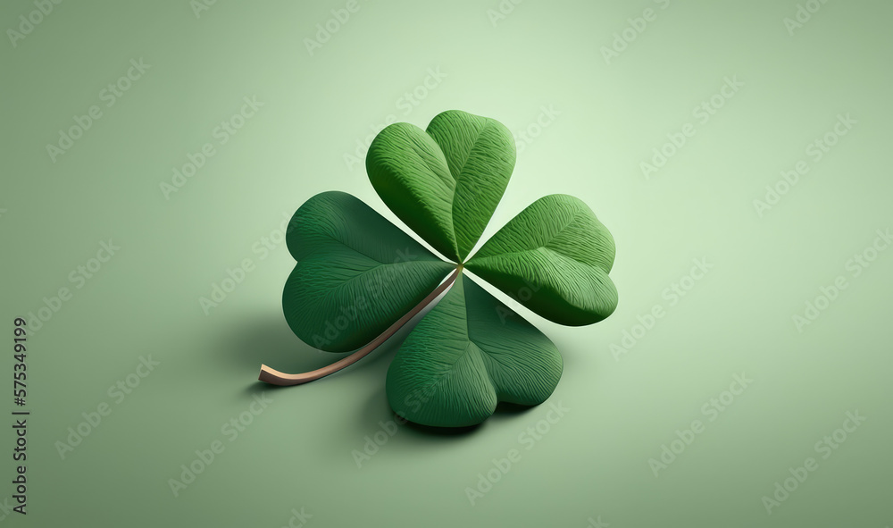 Four-leaf green clover, symbol of good luck, St. Patrick's Day idea ...