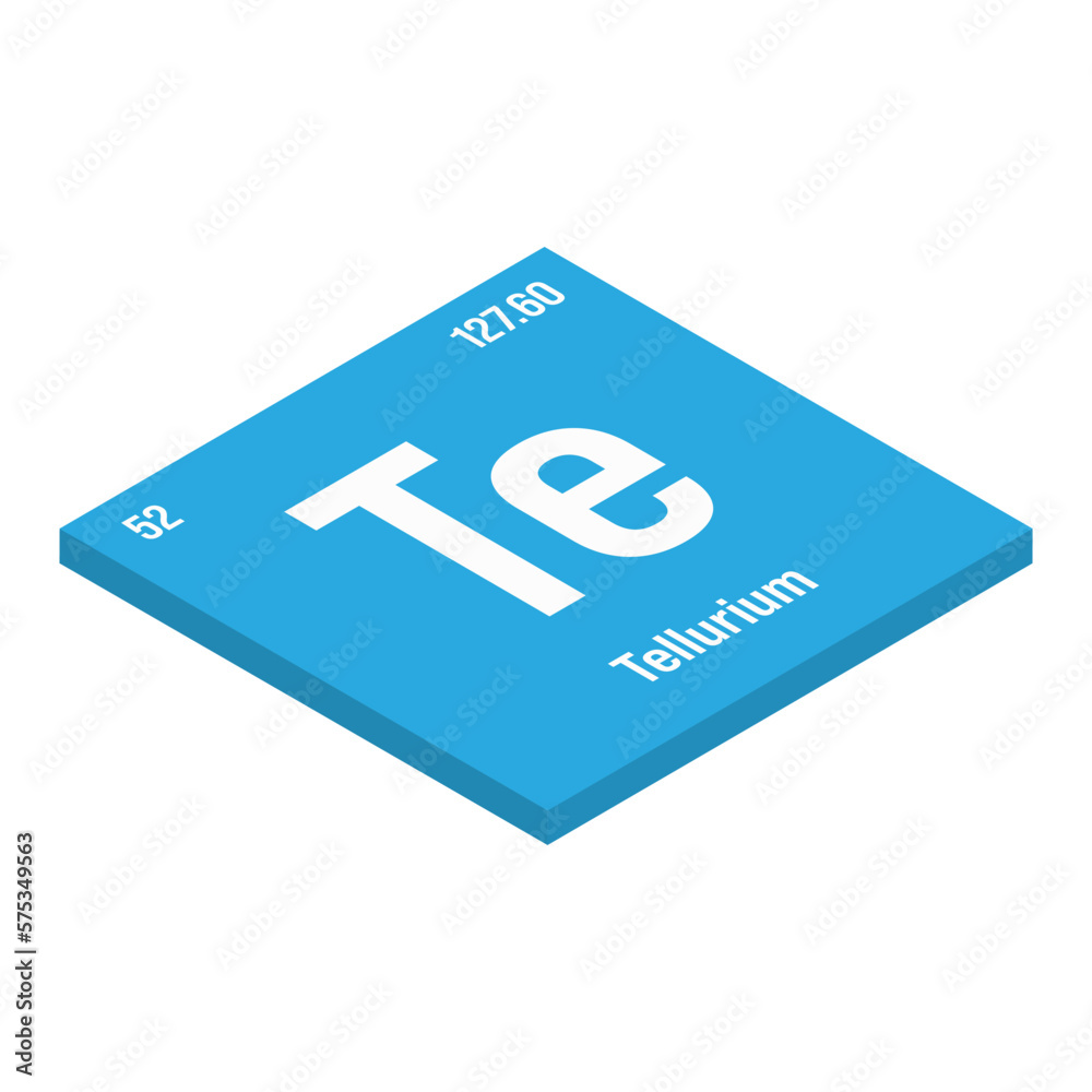Tellurium, Te, periodic table element with name, symbol, atomic number ...
